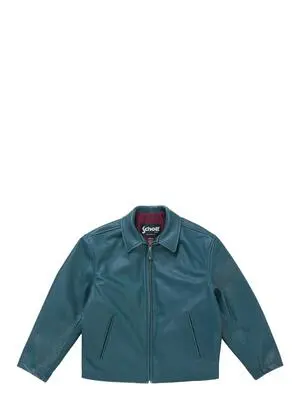 Supreme Schott Leather Racer Jacket - Teal