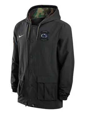 Nike Penn State Full-snap Hooded Military Jacket - Black