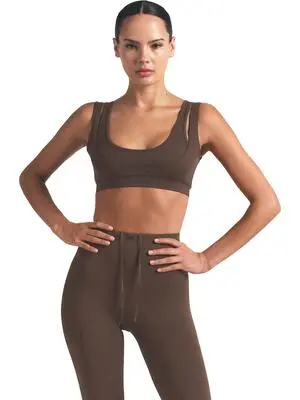Nike Skims Matte Double-strap Scoop Bra - Brown