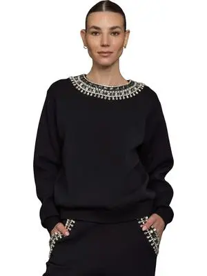 Carbon38 Jewel Embellished Scuba Sweatshirt - Black