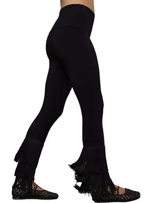 Norma Kamali Fringe Hem Cropped Legging - Black