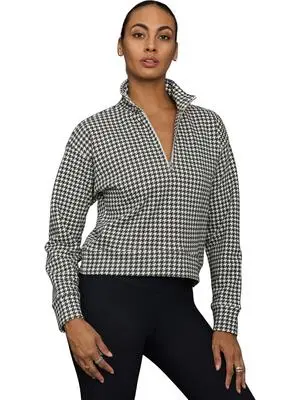 Carbon38 Houndstooth Half Zip - Ivory/faded Black