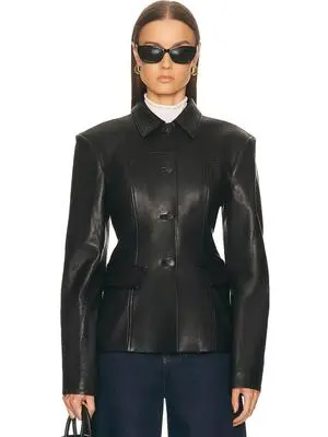 EAVES X Coco Aina Leather Cinched Jacket - Black