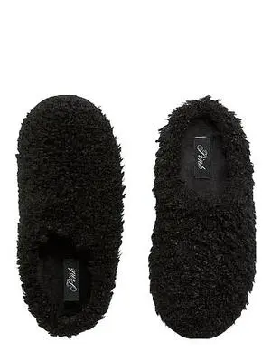 Pink Plush Teddy Slippers - Black