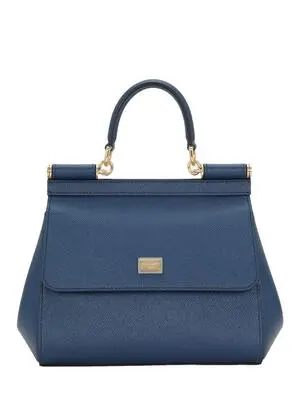 Dolce & Gabbana Small Sicily Handbag In Dauphine Calfskin - Blue
