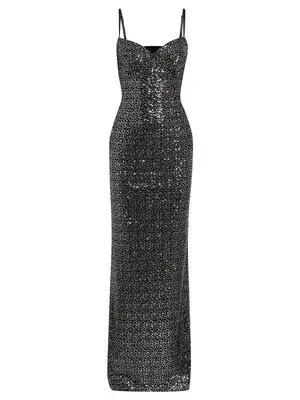 DOLCE & GABBANA Cutout Sequined Tulle Gown