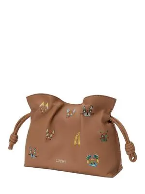 Loewe Cats Mini Flamenco Clutch - Mocha