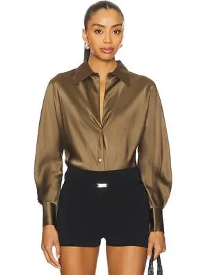 Vince Bias Long Sleeve Blouse - Cypress