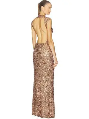CAMILA COELHO Emma Maxi Dress In Metallic - Bronze