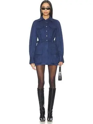 BUBISH Faux Suede Shirt Dress - Ink Blue