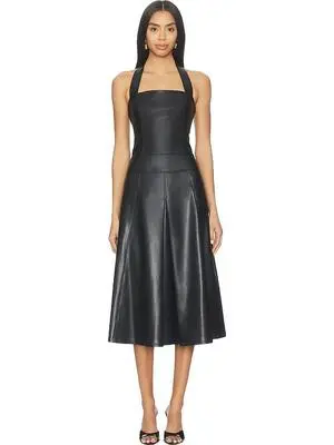Alexis Imena Faux Leather Midi Dress - Black