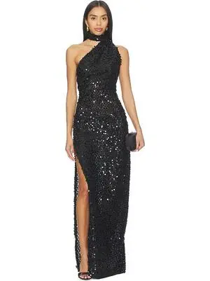 Misha Collection The Nicolette Crochet Sequin Dress - Black