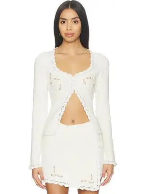 For Love & Lemons Phoebe Knit Top - Cream & White