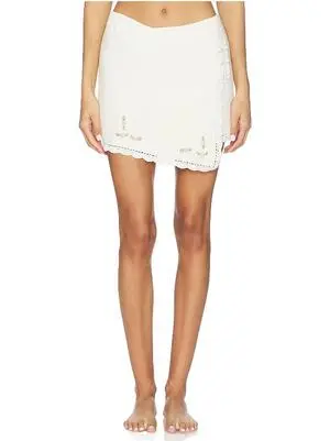 For Love & Lemons Pheobe Knit Mini Skirt - Cream & White