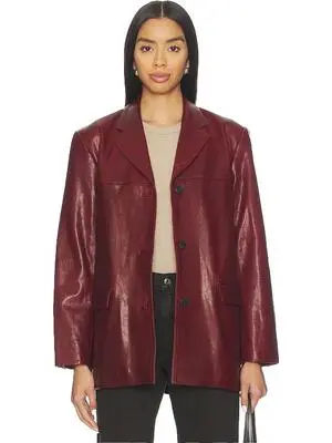 EAVES X Coco Aroa Leather Blazer Jacket - Beet Red