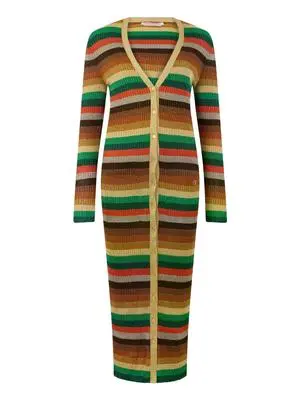 Valentino Garavani Striped Button Knit Cardigan - Brown