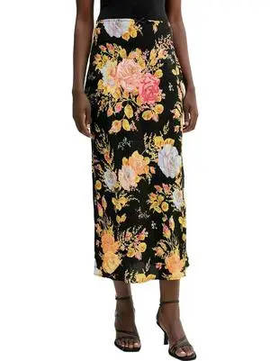 NEVER FULLY DRESSED Floral Bow-detailed Midi Skirt - Black