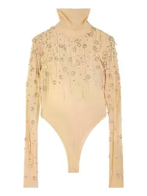 Patrizia Pepe Bead-embellishment Bodysuit - Neutrals