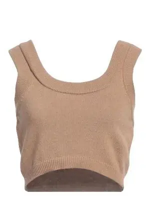 VICOLO Knitted Sleeveless Crop Top - Beige