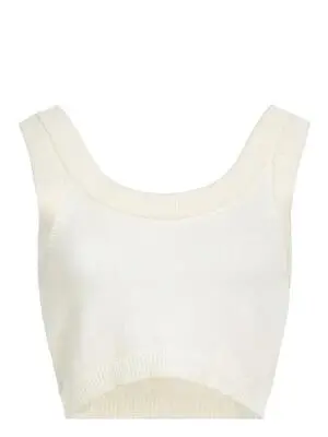 VICOLO Knitted Sleeveless Crop Top - White