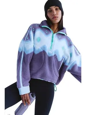 Free People Mountain High Printed Half Zip Fleece Soft Glow Graphite Combo
