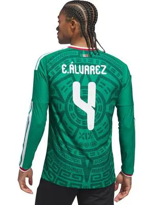 Adidas Mexico 26 Home Alvarez Authentic Long Sleeve Jersey - Bold Green / Soccr-mxs