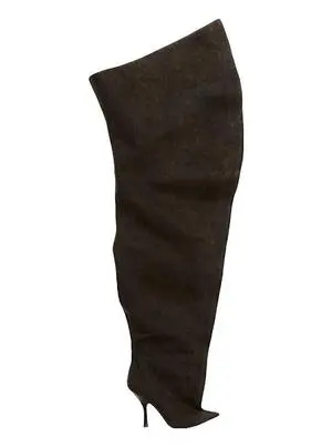 H&m Thigh-high Denim Boots - Dark Brown