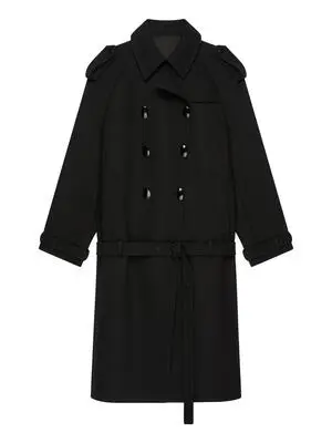 Givenchy Oversized Wool Trench Coat - Black