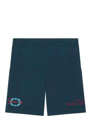 Givenchy Fleece Bermuda Shorts With Medallion Petrol Blue