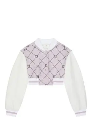 Givenchy Cropped Checked Varsity Jacket Grey/pink