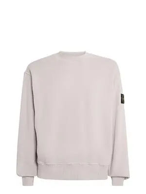 Stone Island Organic Cotton-blend Compass Logo Sweatshirt - Grey