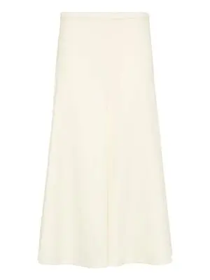 Brunello Cucinelli Virgin Wool Fluted Midi Skirt - White