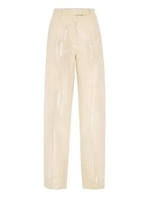 Brunello Cucinelli Wool-cashmere Dazzling Chevron Trousers - Yellow