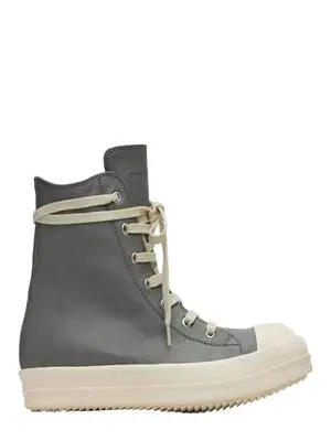 Rick Owens Zipped Leather High-top Sneakers - Grey