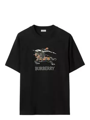 Burberry Equestrian Knight Cotton T-shirt - Black