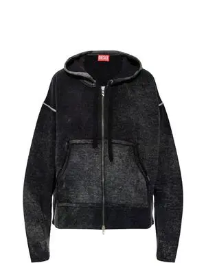 DIESEL® Zip-up Wool Hoodie - Black