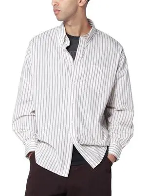 WILLY CHAVARRIA Veterano Striped Cotton Shirt - Burgundy