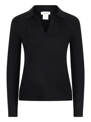 GRAN SASSO V-neck Collared Jumper - Black