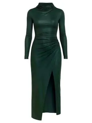 Lapointe Draped-neck Slit Midi Dress - Green