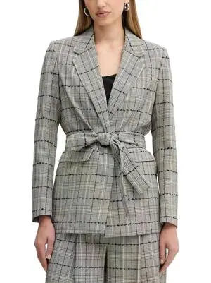 TWINSET Checked Belted Blazer - Grey