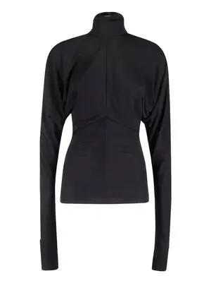 FRANCESCO MURANO Cuff Turtleneck Top - Black