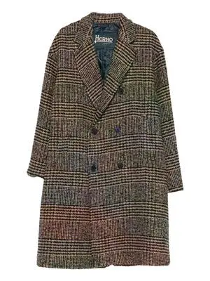 Herno Double-breasted Checked Coat - Brown