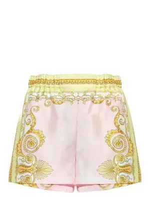 Versace Barocco-Print Silk Shorts Pink