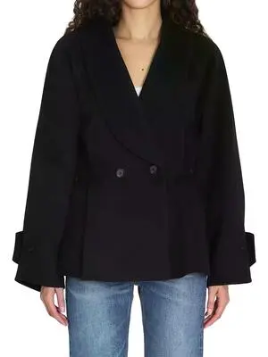 Chloé Shawl Collar Double-breasted Coat - Black