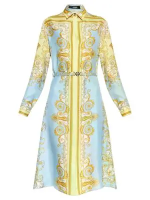Versace Medusa-buckle Printed Midi Dress - Blue