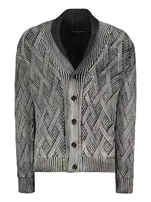 MOORER Diamond-knit Cardigan - Grey