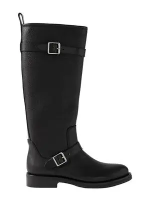 Simkhai Noah Buckled Full-grain Leather Knee Boots - Black