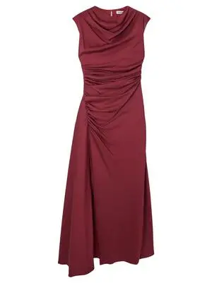 Simkhai Burke Draped Satin Midi Dress - Burgundy