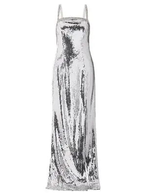 Rebecca Vallance Olympia Open-back Crystal-embellished Sequined Gown - Silver