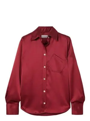 VIOLANTE NESSI Violi Button-embellished Satin Shirt - Burgundy